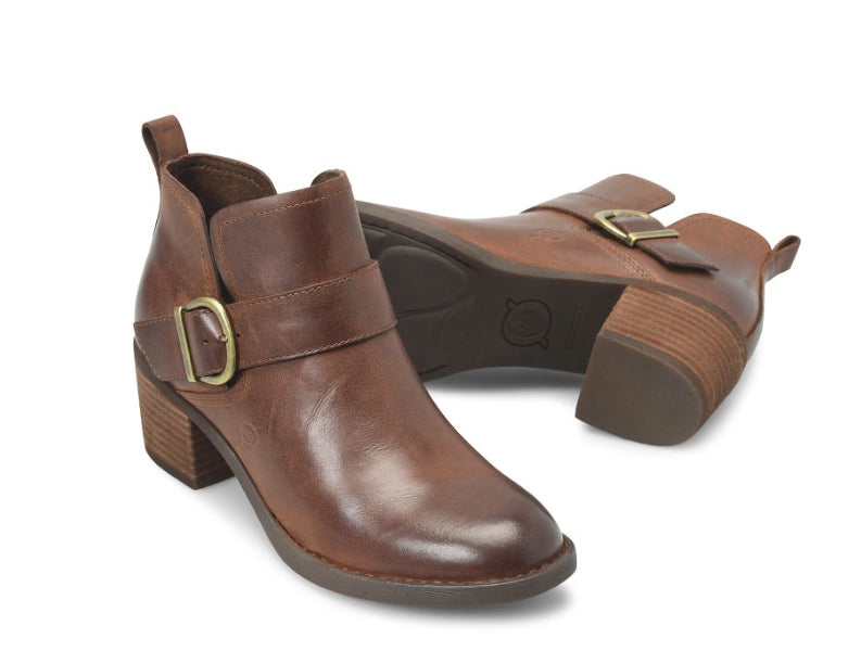 Born Women's Royce Brown Leather Ankle Bootie Shoe BR0065506