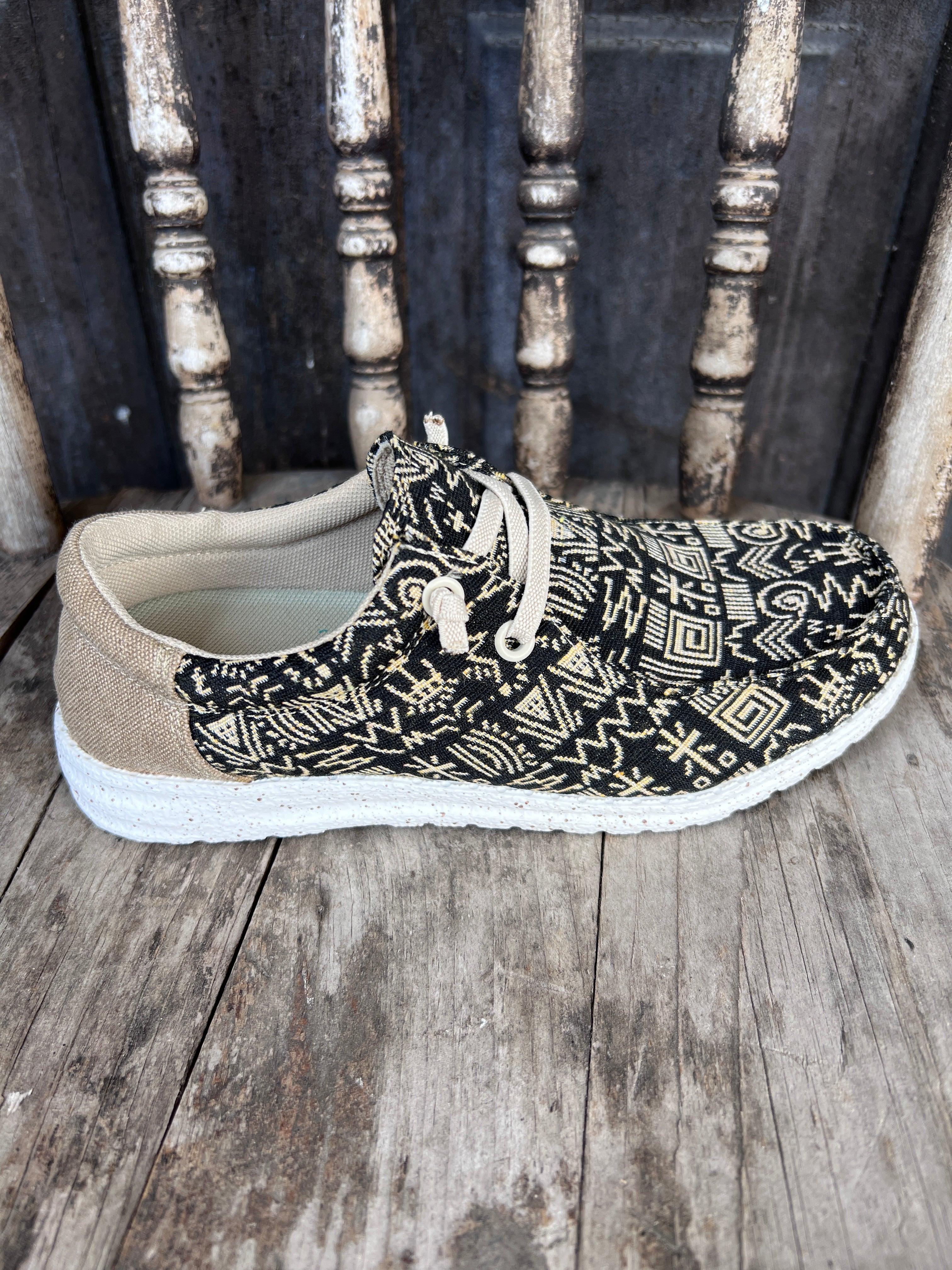 Roper Women's Eva Moc Lace Up Hang Loose Black & Tan Casual Shoes 1793 ...